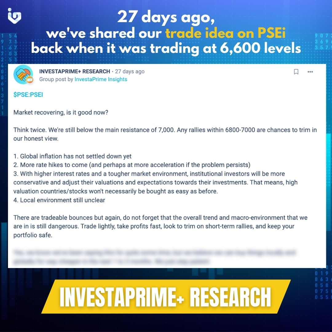 OUR POV ON PSEI Currently, PSEi is now trading at 6,400 levels and ...