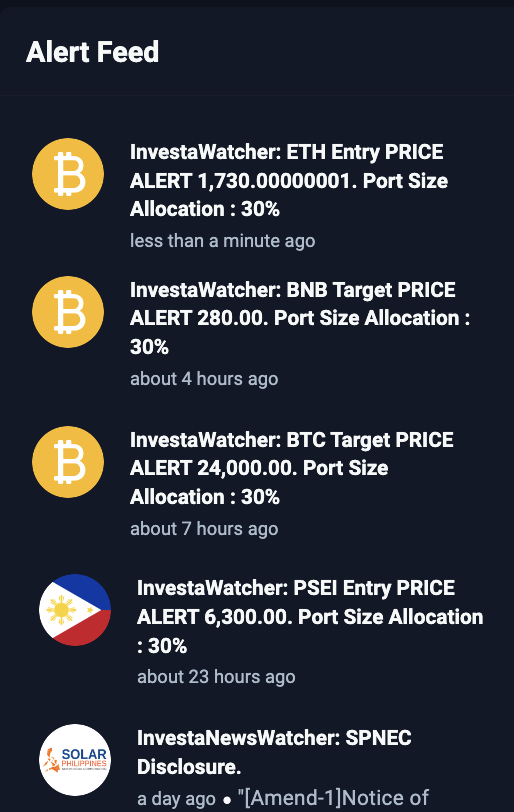 Price alerts triggered since yesterday on PSE and major ...