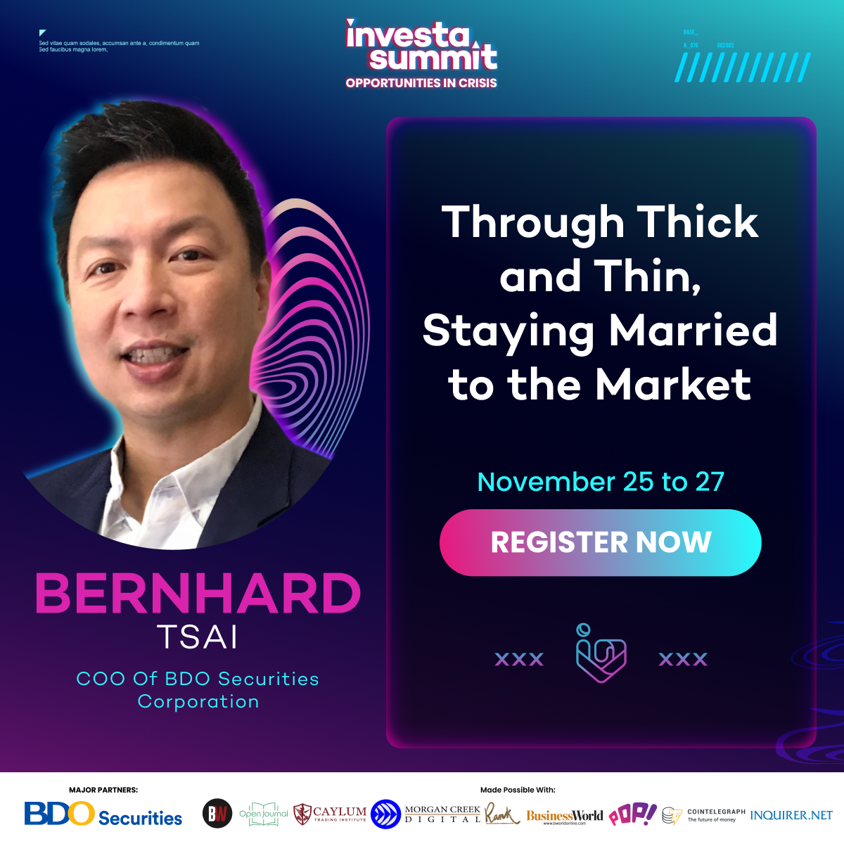 BERNHARD TSAI JOINS THE INVESTA SUMMIT 🔥 Bernhard G. Tsai is the Chief ...