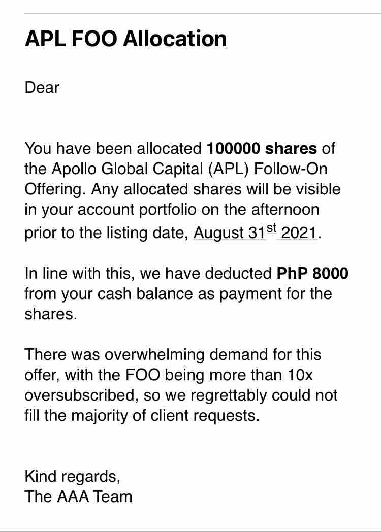 $PSE:APL $PSE:AAA Grabe naman, kuripot, paano kami makapag average down ...