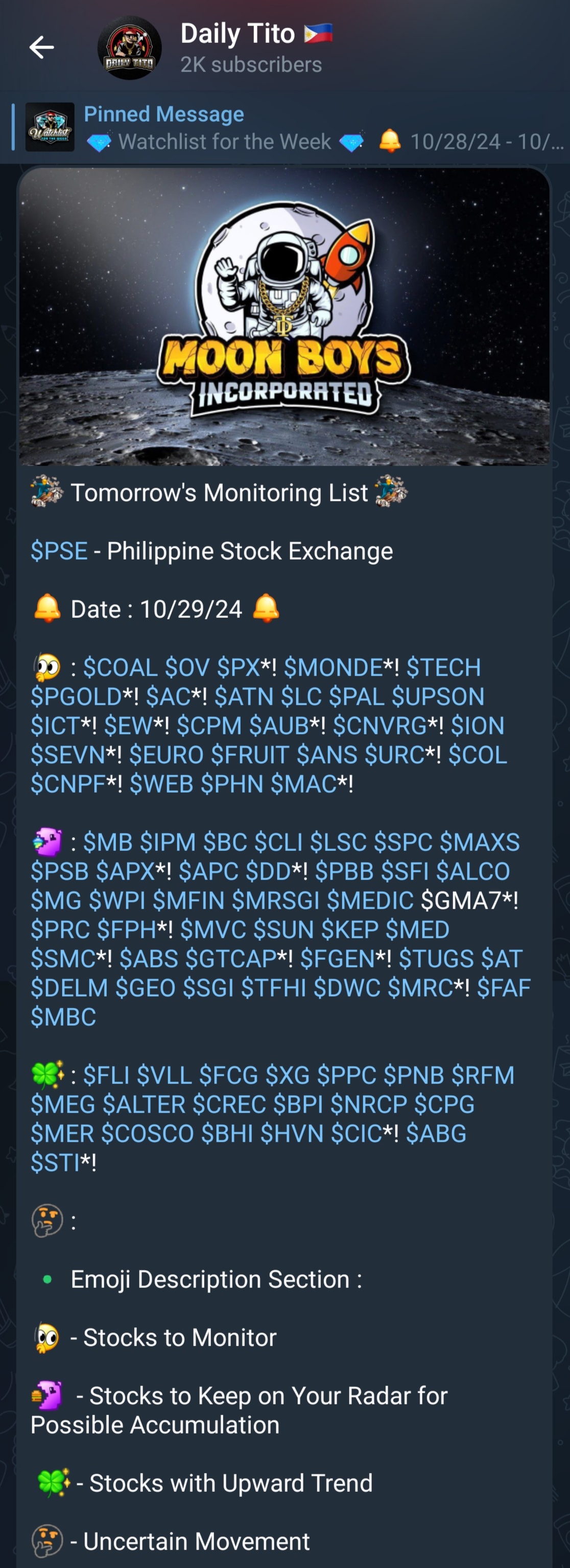 $PSE:MAC $PSE:CNPF $PSE:URC $PSE:SEVN $PSE:CNVRG The ⏰️ 10/29's Monitoring List ⏰️ has been post ...