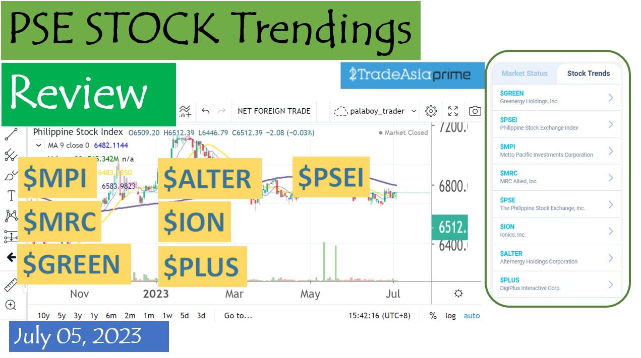 PSE Stock Trendings Review: July 05, 2023 $PSE:MPI $PSE:MRC $PSE:GREEN ...