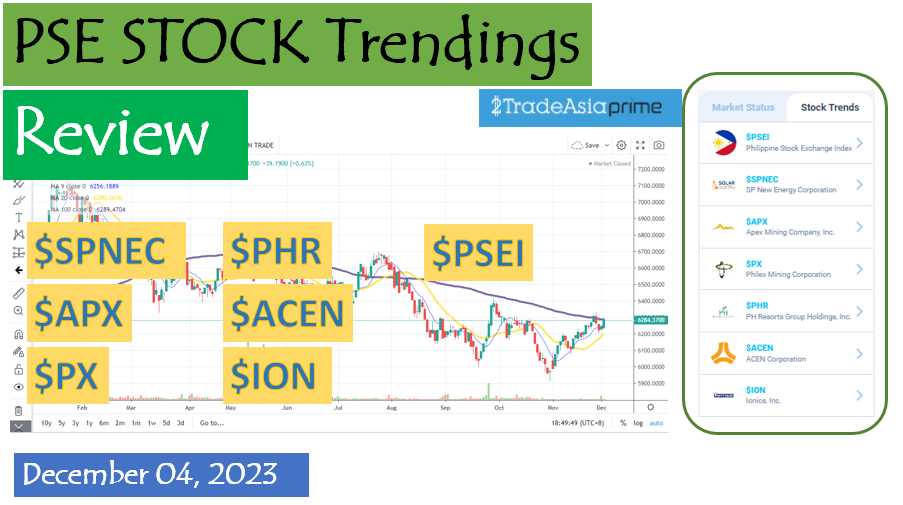 PSE Stock Trendings Review: December 04, 2023 $PSE:SPNEC $PSE:APX $PSE:PX $PSE:PHR $PSE:ACEN PSE ...
