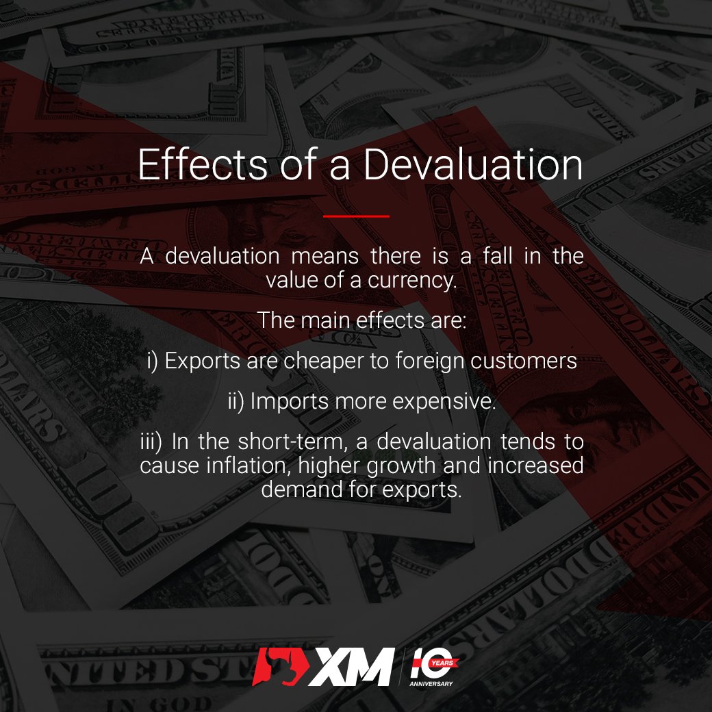 A devaluation means there is a fall in the value of a currency. The main effects are: i) Expo ...