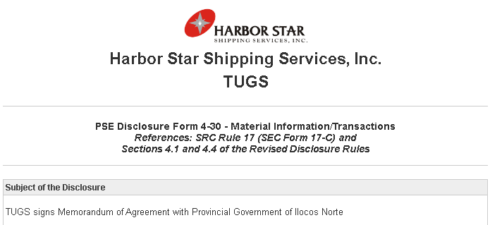 $PSE:PSE $PSE:TUGS Harbor Star Shipping Services, Inc. recently ...